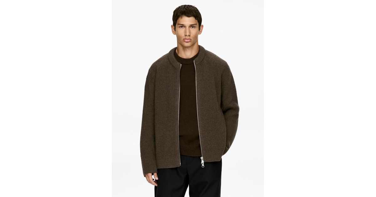 ARKET Nativa Wool Zip Cardigan in Brown for Men | Lyst UK