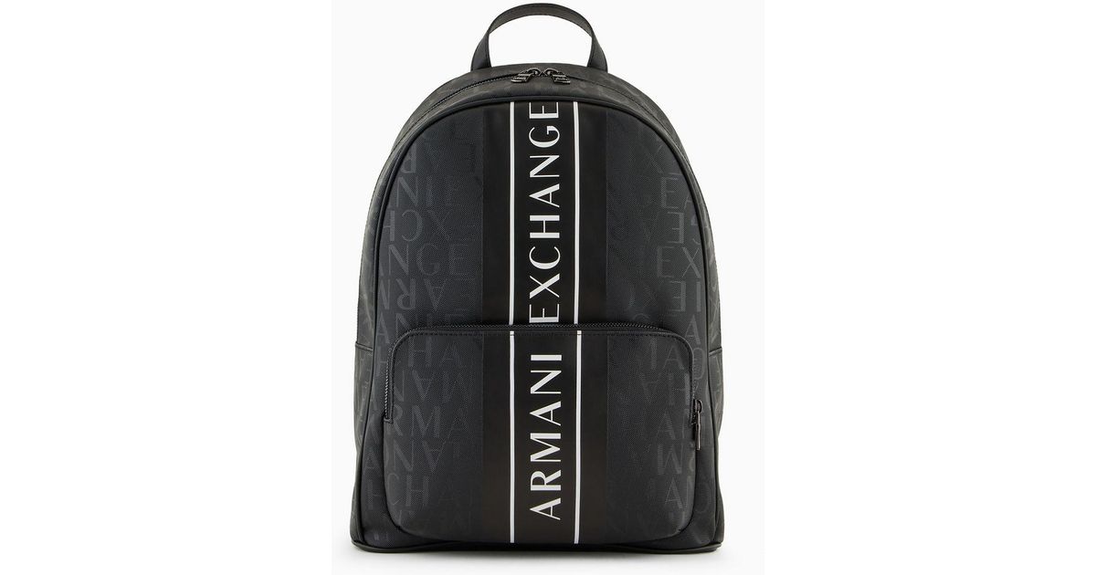 Armani Exchange A | X Armani Exchange All Over Logo Backpack in Black ...