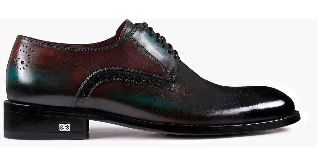 Armos Emerald Leather Derby in Black for Men | Lyst