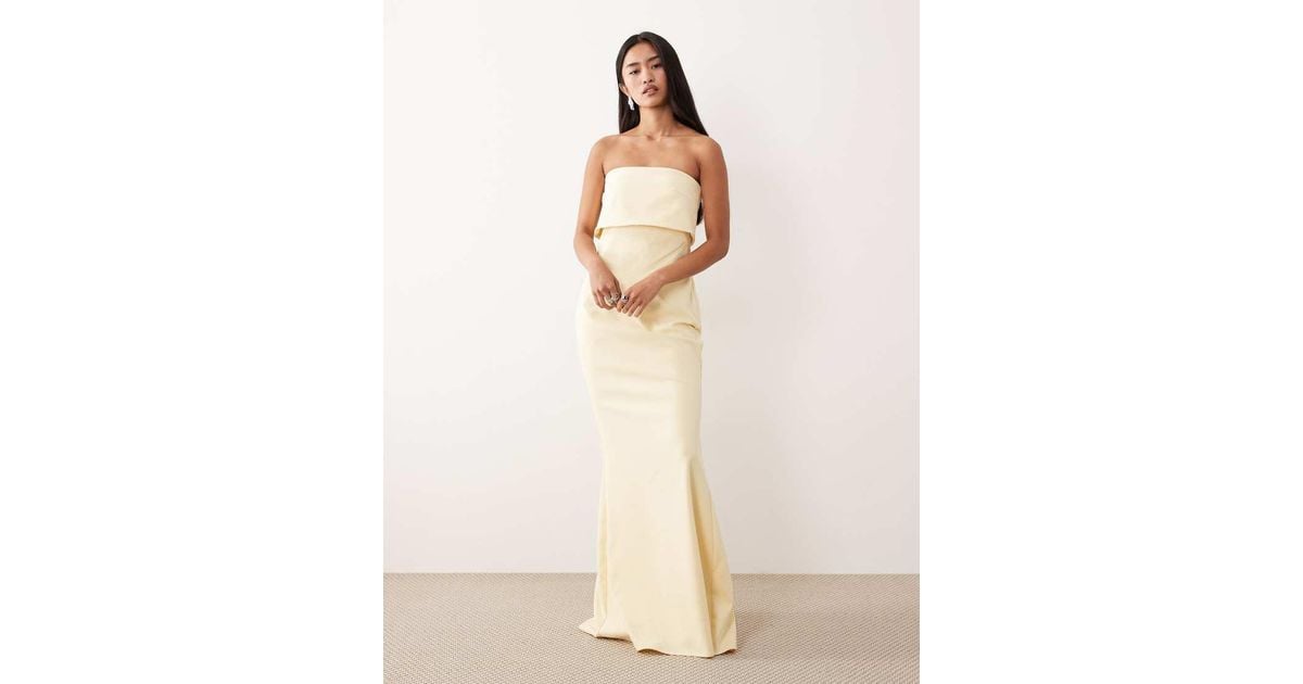 Pretty Lavish Bridesmaid Julia Strapless Fold Over Panel Maxi Dress in ...