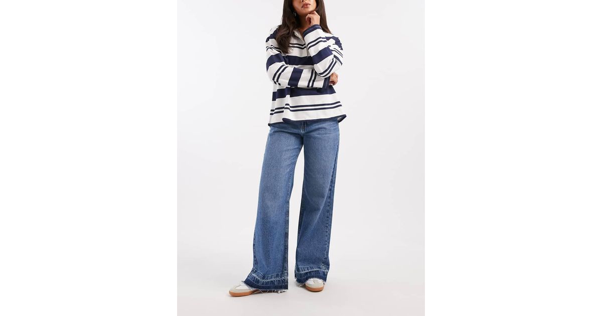 ONLY Bailey High Waist Raw Hem Jeans in Blue | Lyst UK
