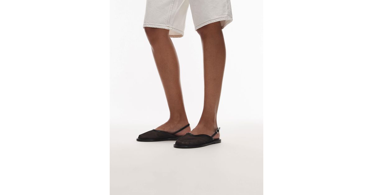 TOPSHOP Bailey Mesh Slingback Ballet Flats in Brown | Lyst
