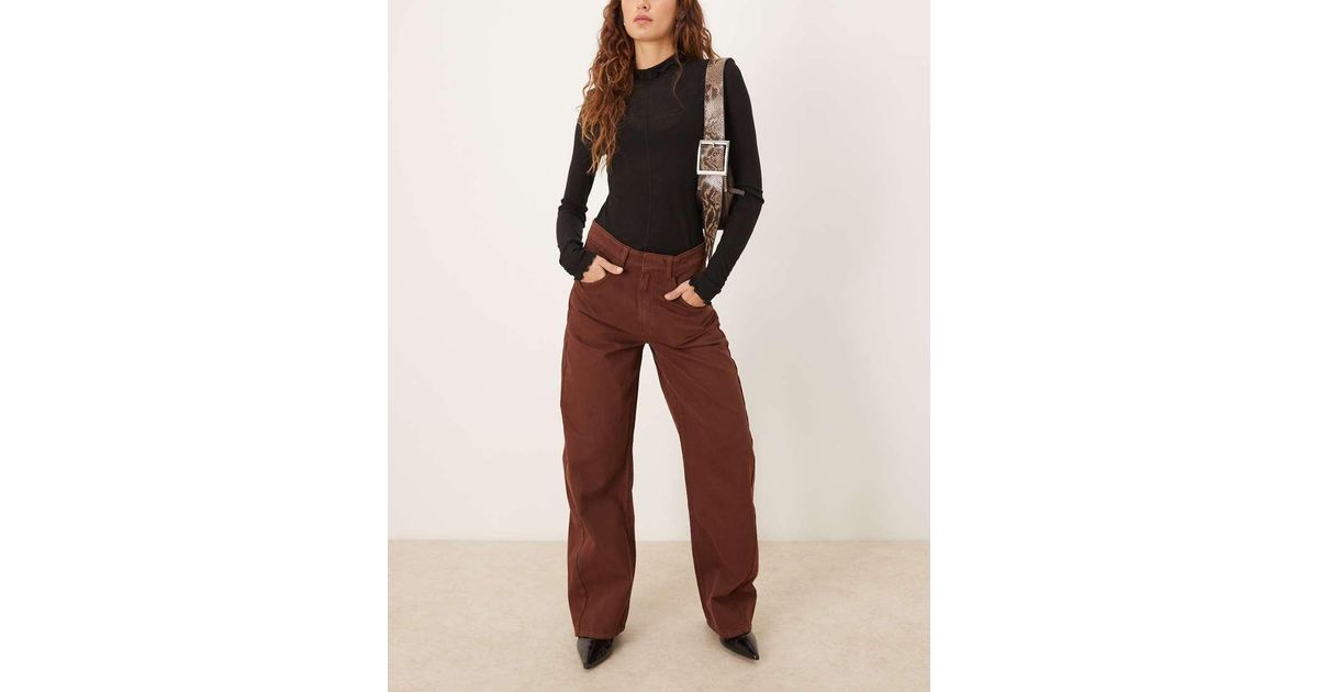 Mango Carol 100% Cotton baggy Jean in Brown | Lyst UK