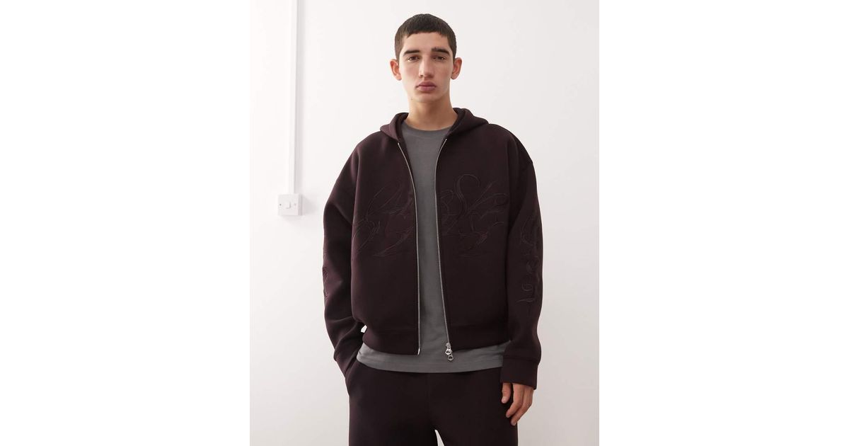 Weekday Co-ord Simon Scuba Zip Through Hoodie With Embroide Graphic in ...