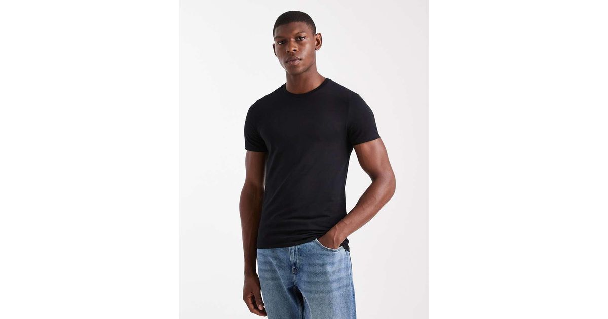 ASOS Essentials Muscle Fit T-Shirt in Blue for Men | Lyst UK