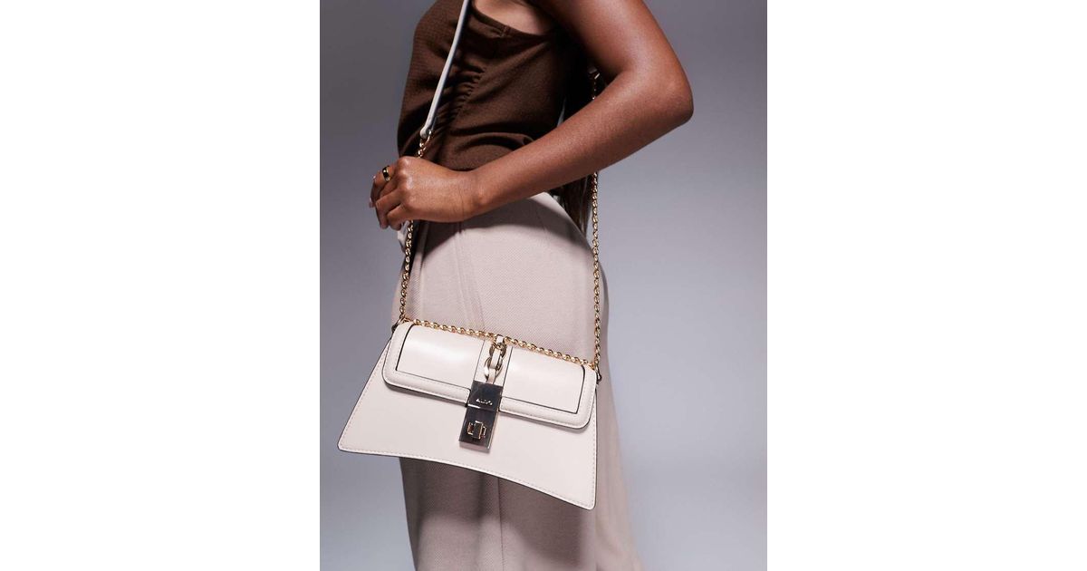 ALDO Flap Shoulder Bag With Clasp Detail in Natural | Lyst UK