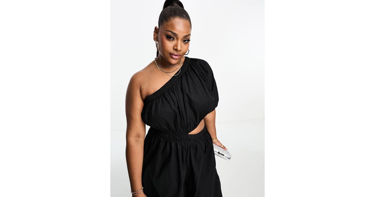 Pretty Lavish Curve Asymmetric Cut Out Smock Midaxi Dress in Black | Lyst