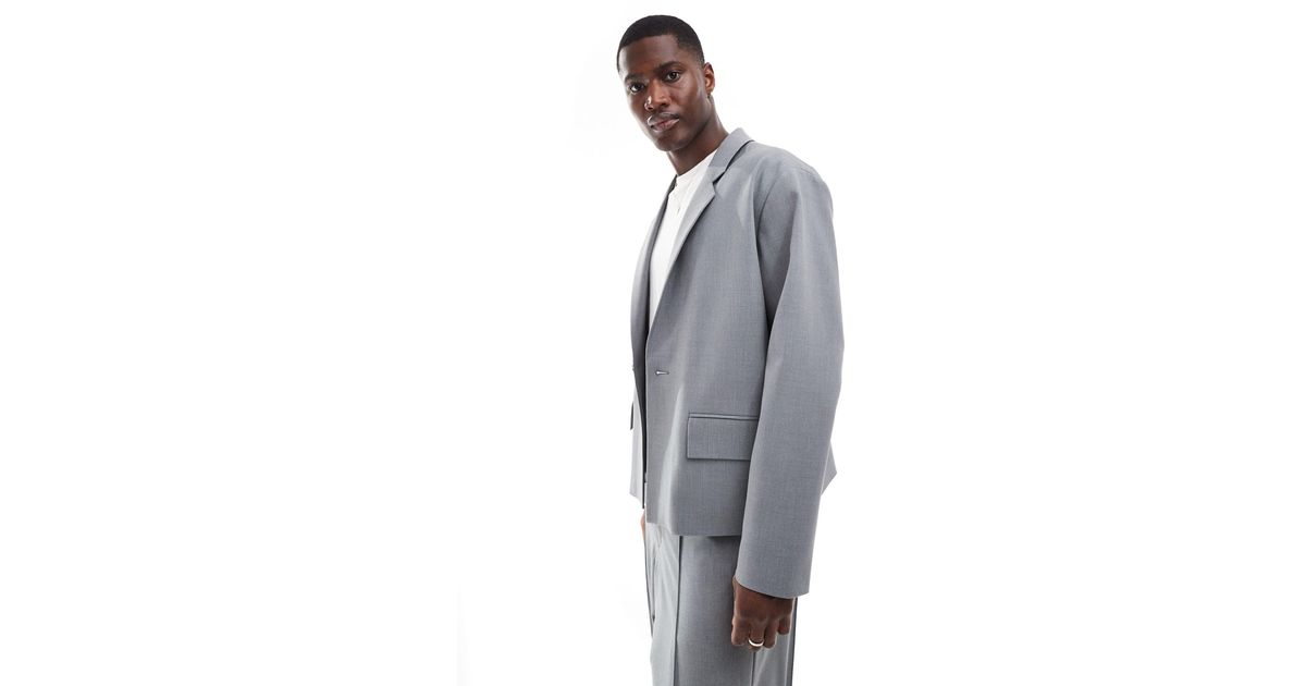 ASOS Boxy Slouchy Suit Jacket in Grey for Men | Lyst UK