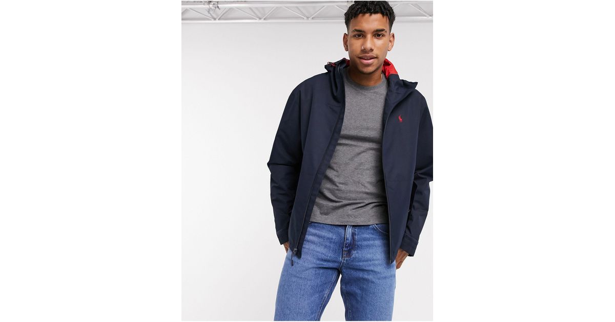 Polo Ralph Lauren Portland Player Logo Hooded Rain Jacket in Blue for ...