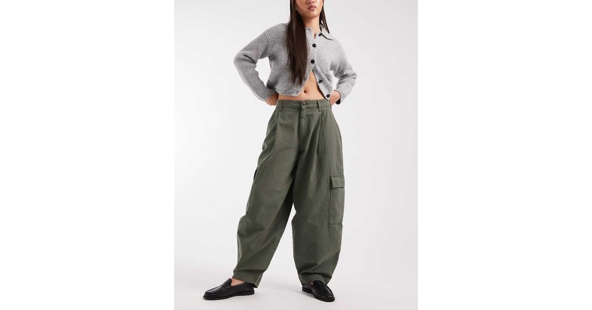 Miss Selfridge Balloon Leg Utility Cargo in Green | Lyst UK