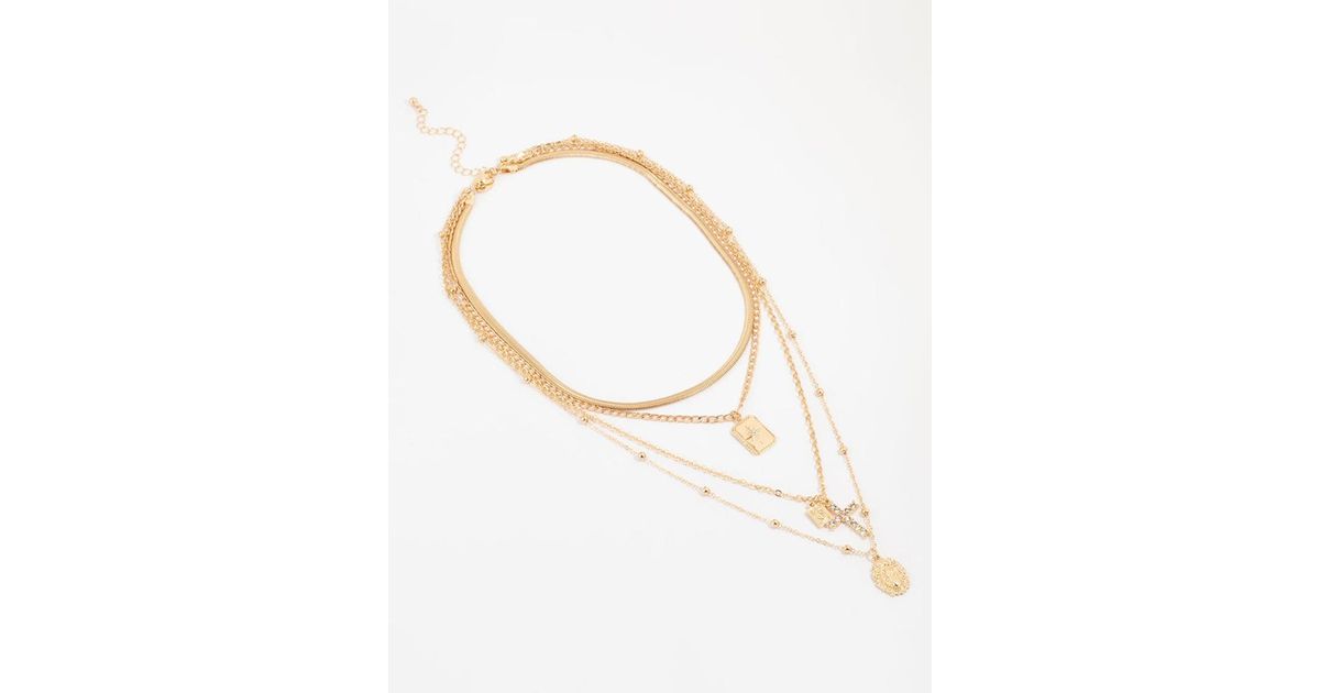 Lovisa Cross Mixed Layered Necklace in White | Lyst UK