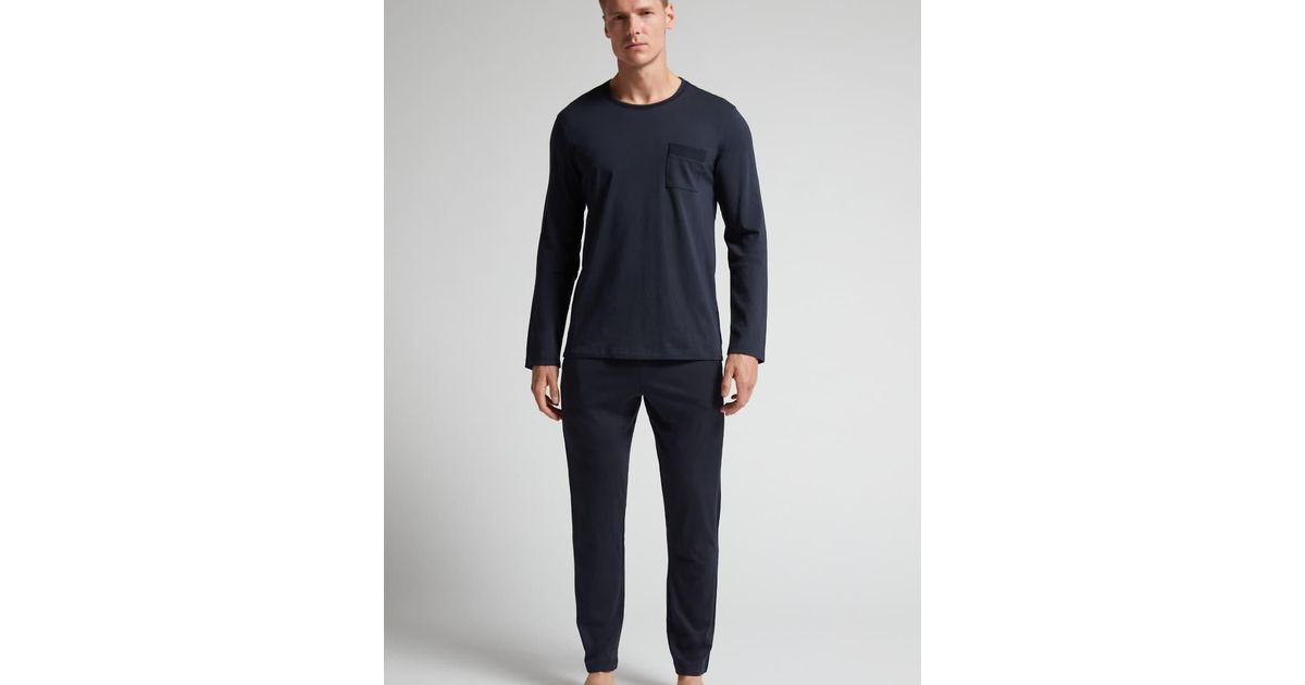 Intimissimi Long Superior Cotton Pyjamas in Blue for Men | Lyst UK