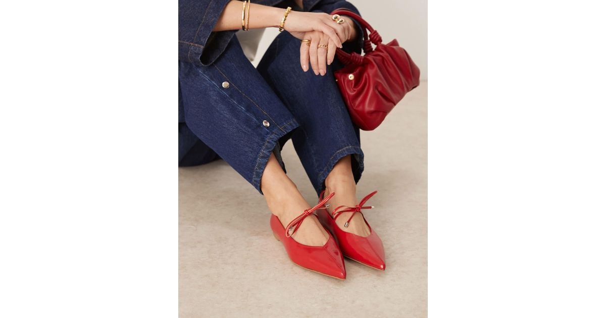 ASOS Lithe Point-toe Ballet With Vamp Tie in Blue | Lyst