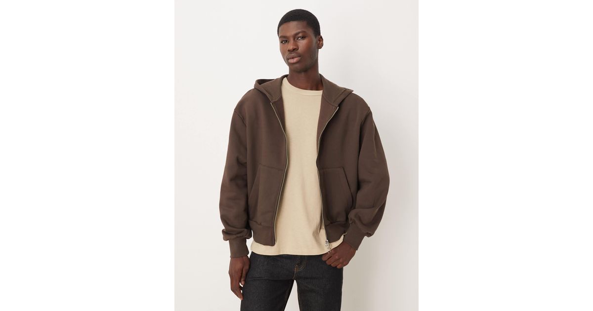 ASOS Premium Heavyweight Ovesized Boxy Zip Up Hoodie in Natural for Men ...