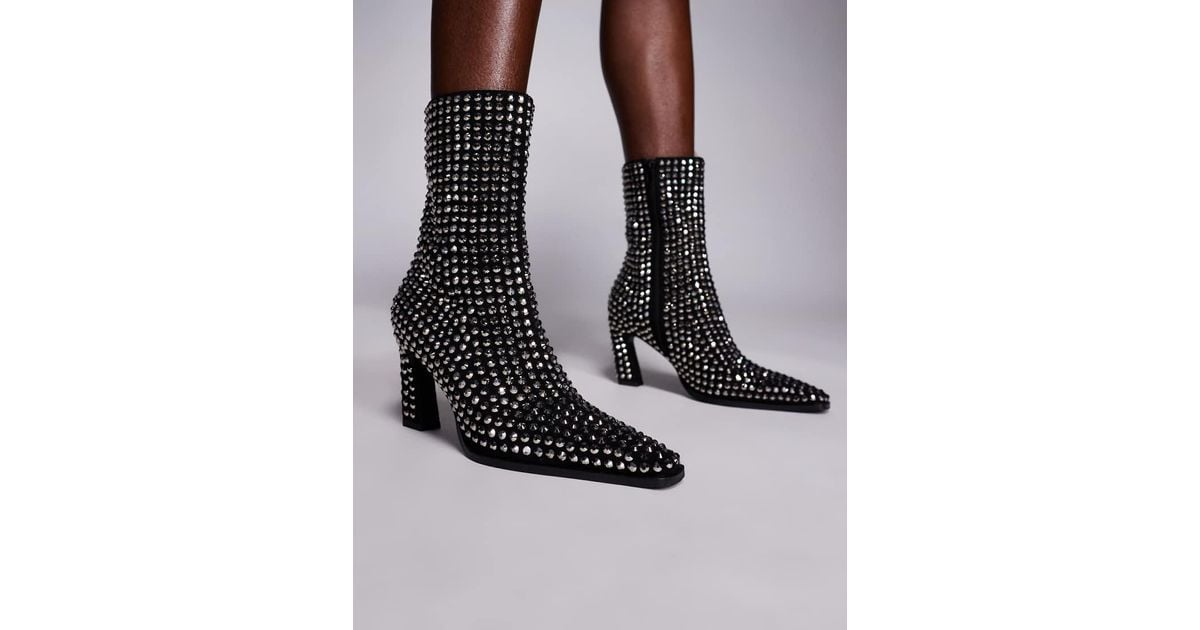 ASOS Estella Embellished Chisel Toe Ankle Boots in Black | Lyst UK