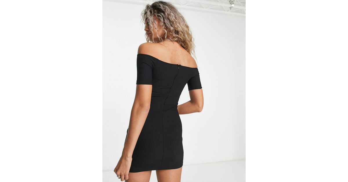 Edikted Off Shoulder Bodycon Mini Dress With Cut Outs In Black Lyst