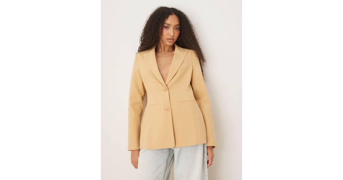 ASOS Moulded Hip Blazer in Natural | Lyst UK