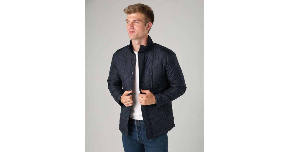 French Connection Funnel Neck Diamond Quilted Jacket in Blue for Men ...