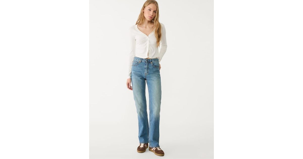Stradivarius D98 Straight-leg Vintage Effect Jeans in Blue | Lyst UK