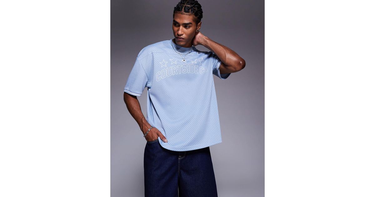 Courtside Sports Logo Detail Oversized T-shirt in Blue for Men | Lyst