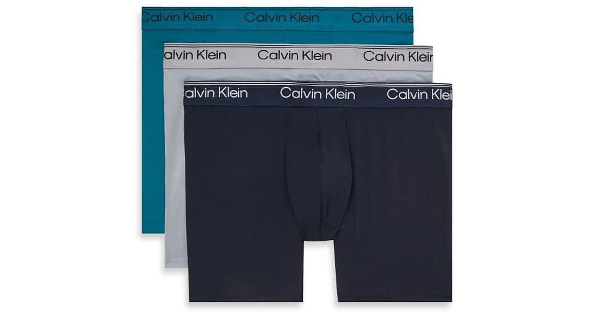 Calvin Klein Micro Stretch 3 Pack Boxer Briefs in Blue for Men | Lyst UK
