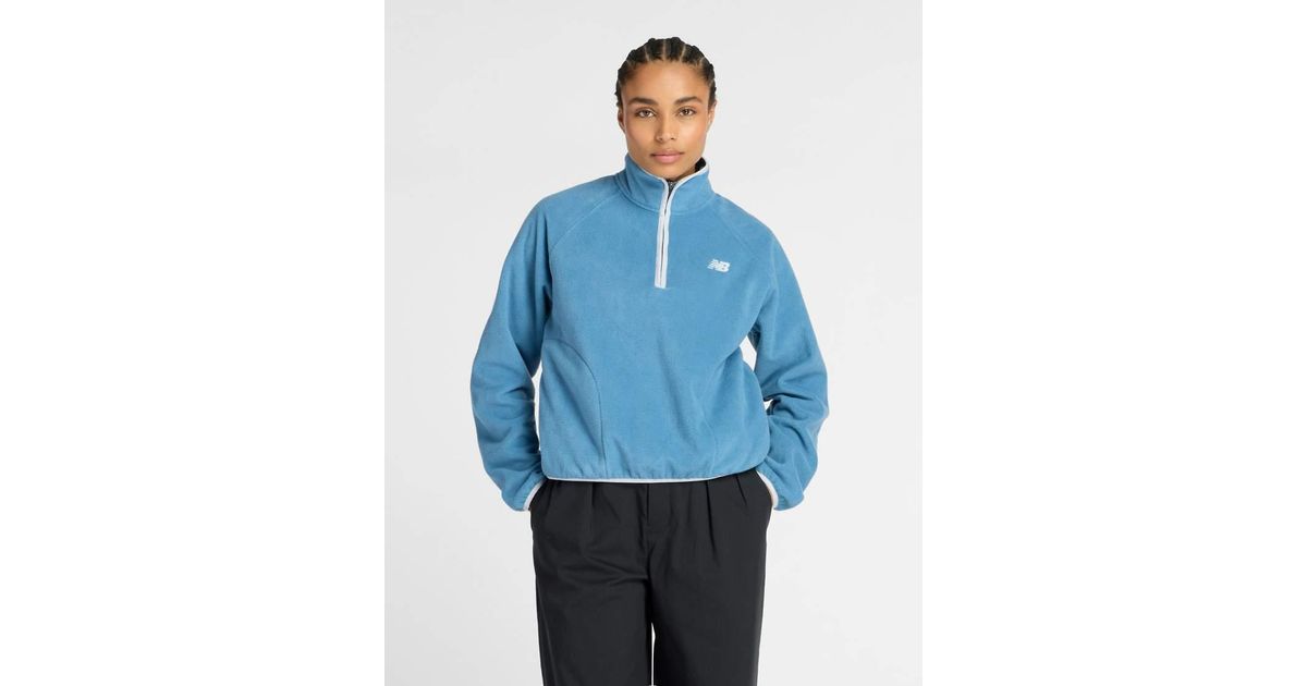 New Balance Sport Polar Fleece Half Zip in Blue | Lyst UK
