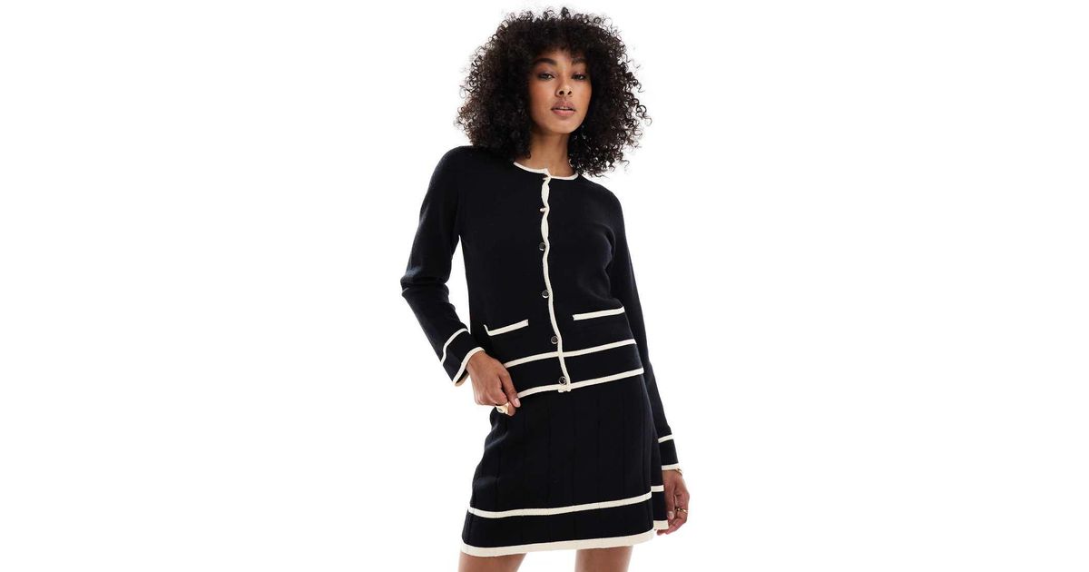 Object Knit Cardigan With Contrast Binding Details in Black | Lyst UK