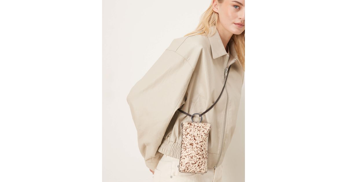 Mango 100% Leather Shoulder Bag in Natural | Lyst