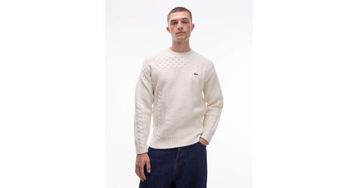 Lacoste Heavy Knit in White for Men | Lyst UK