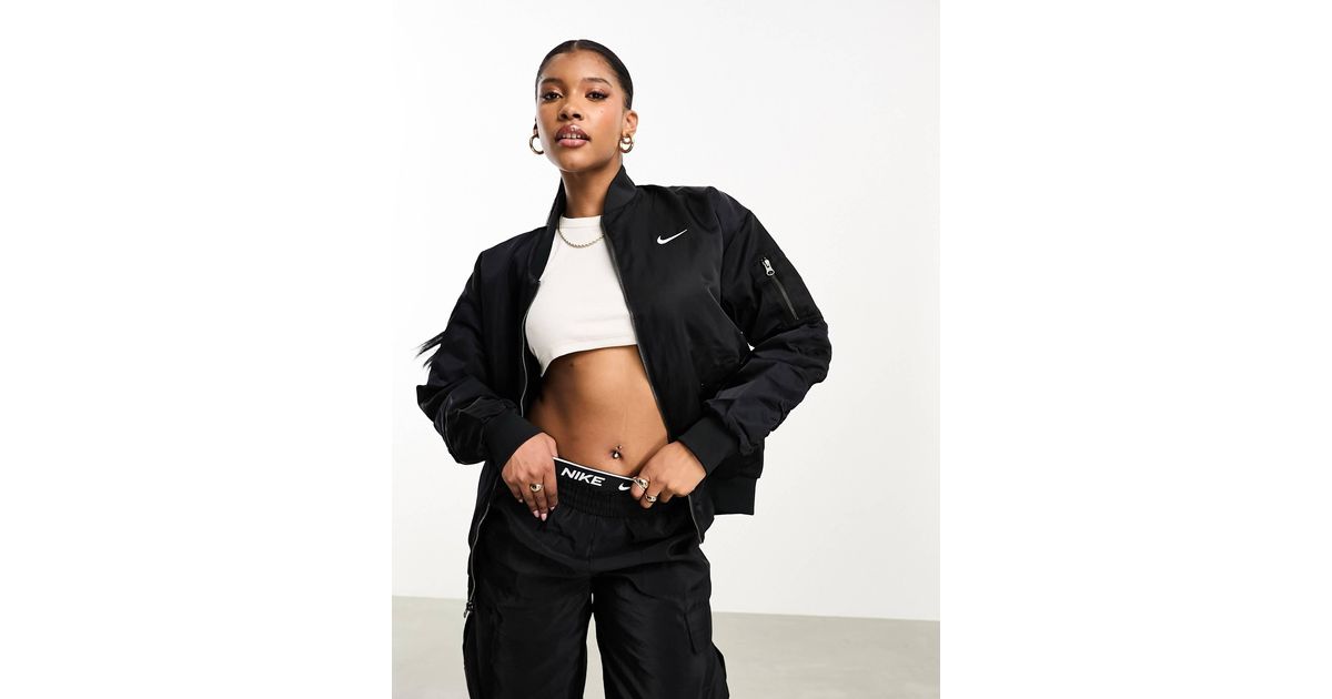 Nike Varsity Reversible Bomber Jacket in Black | Lyst