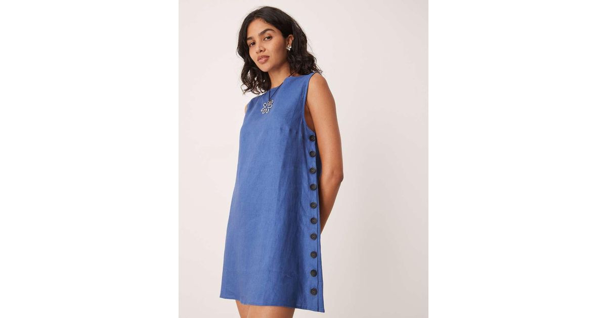 Vrg Grl Annabelle Side Button A-Line Mini Dress in Blue | Lyst UK