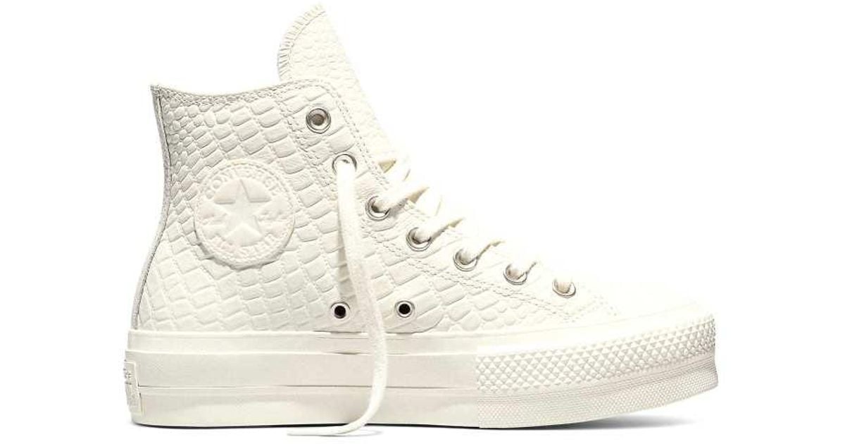 Converse All Star Lift Platform Crocodile in Natural | Lyst UK