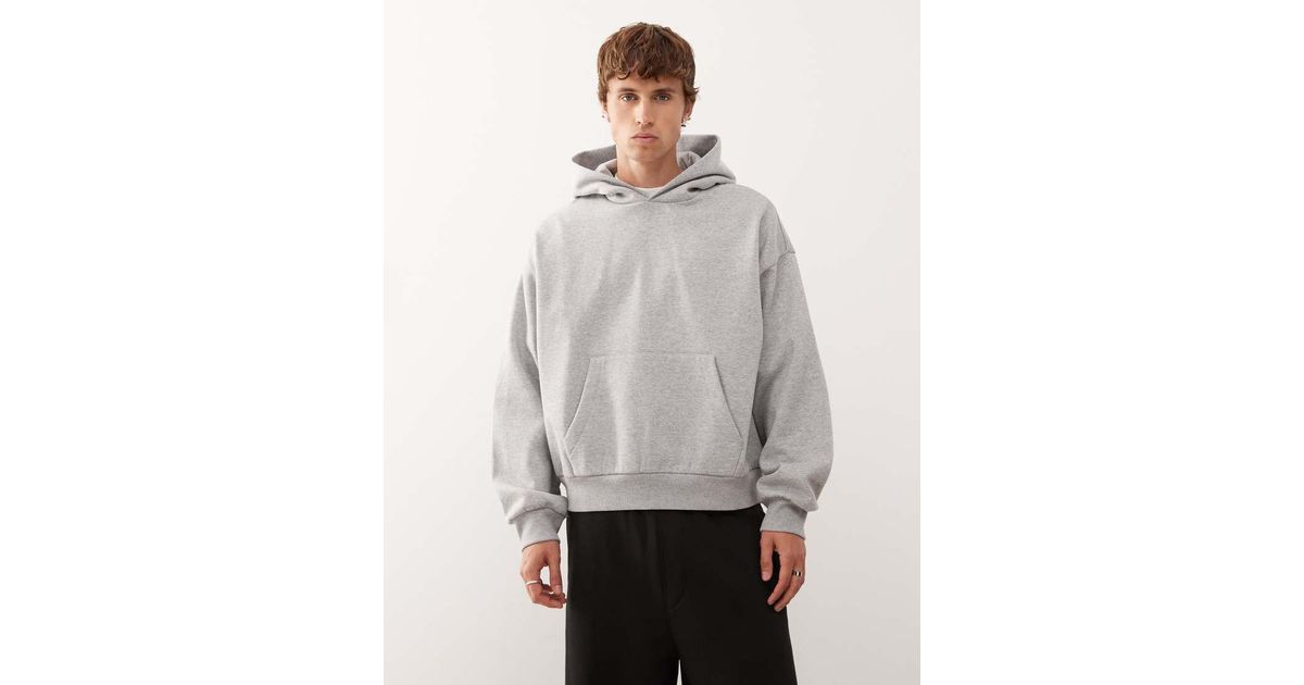 Weekday Heavyweight Jersey Oversized Boxy Fit Hoodie in Grey for Men ...