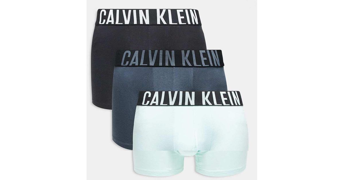 Calvin Klein Intense Power 3 Pack Cotton Boxer Briefs in Blue for Men ...