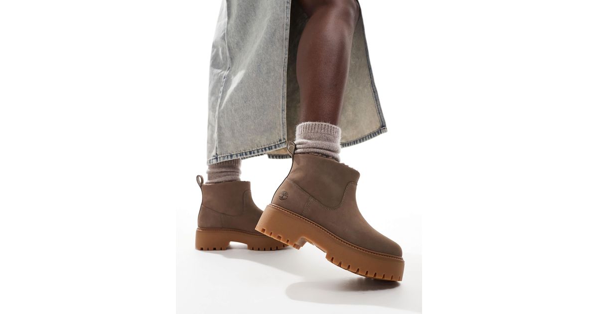 Timberland Stone Street Mid Warm Lined Boots in Gray | Lyst