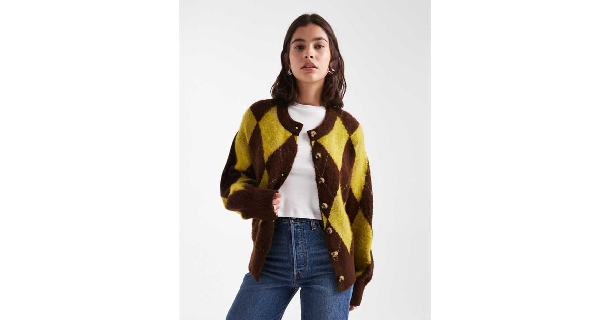 ASOS Arygle Oversized Boxy Cardigan in Blue | Lyst UK