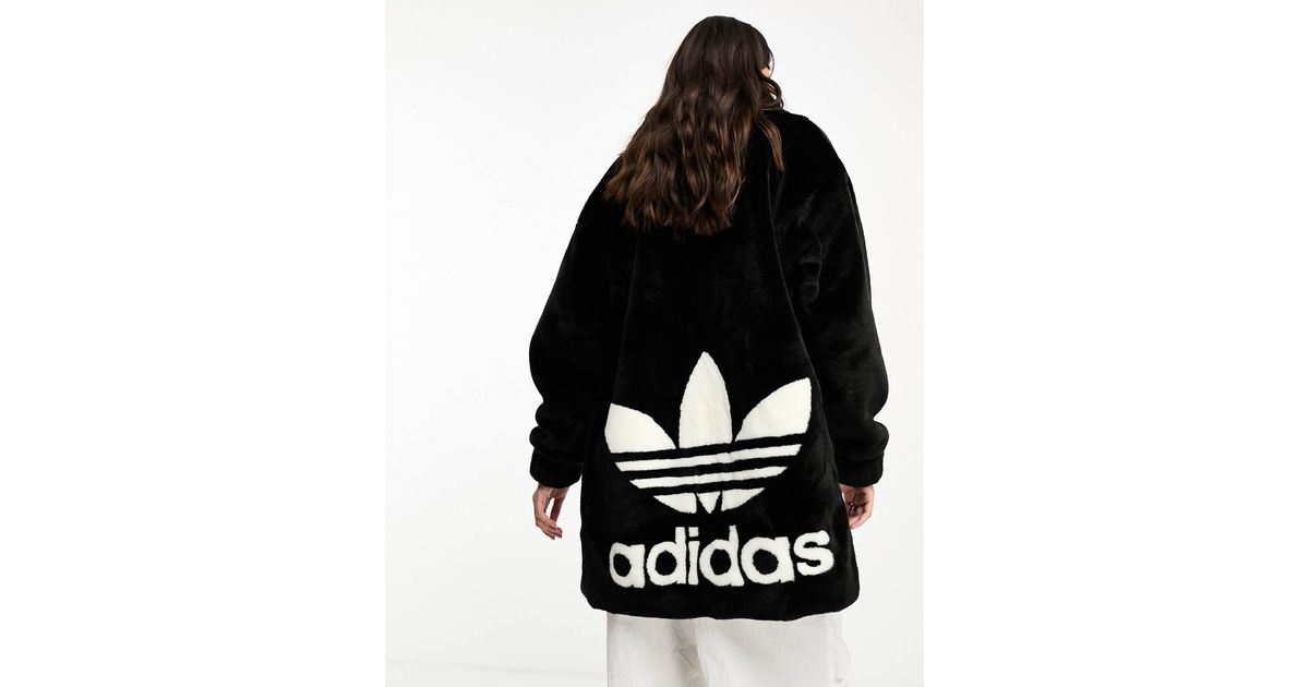 adidas Originals 'neutral Court' Faux Fur Coat With Trefoil in Black ...