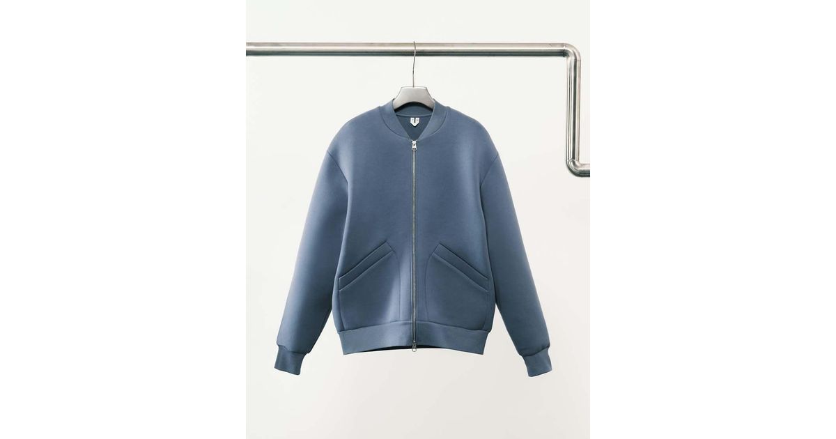 ARKET Pure Cotton Zip Up Bomber Jacket in Blue for Men | Lyst UK