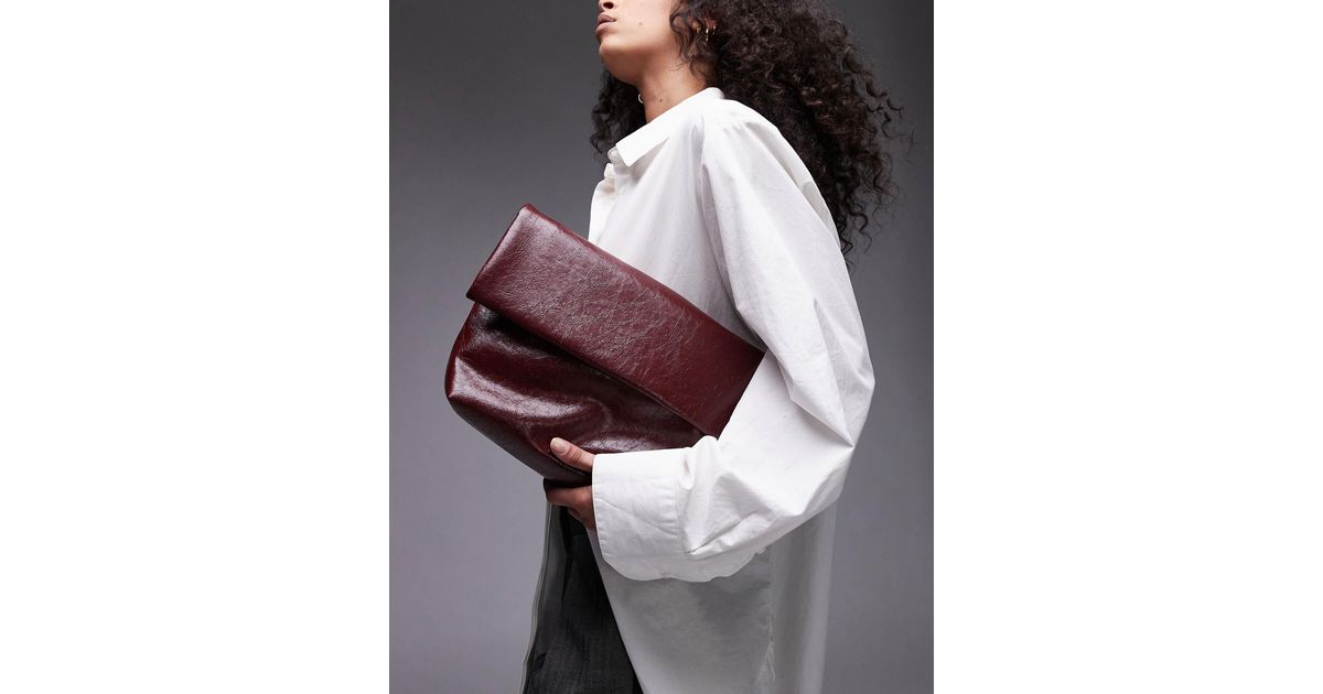 TOPSHOP Georgia Folded Clutch Grab Bag in Red | Lyst