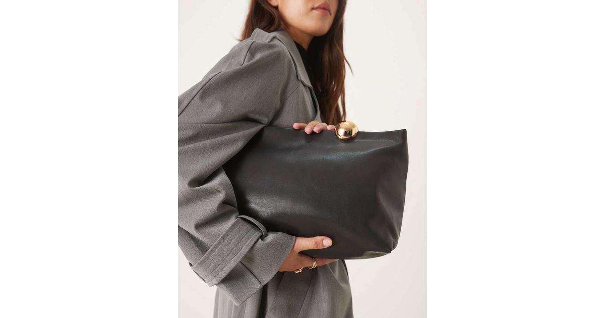 Mango Large Clutch Bag With Accent Fastening in Grey | Lyst UK