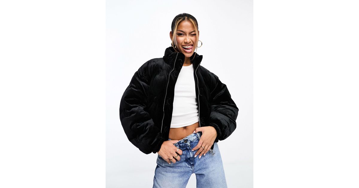 Juicy Couture Velour Monogram Logo Puffer Jacket in Black | Lyst UK Juicy Couture Velour Monogram Logo Puffer Jacket in Black | Lyst UK