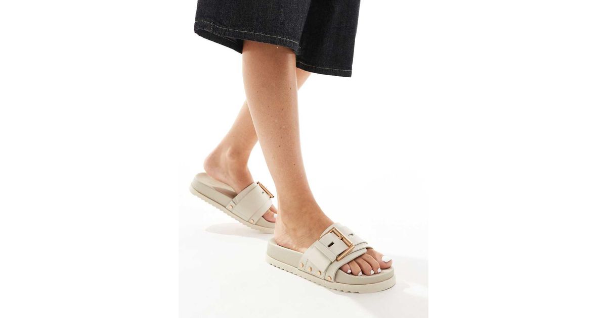 AllSaints Ellie Leather Stud Sliders in Black | Lyst UK