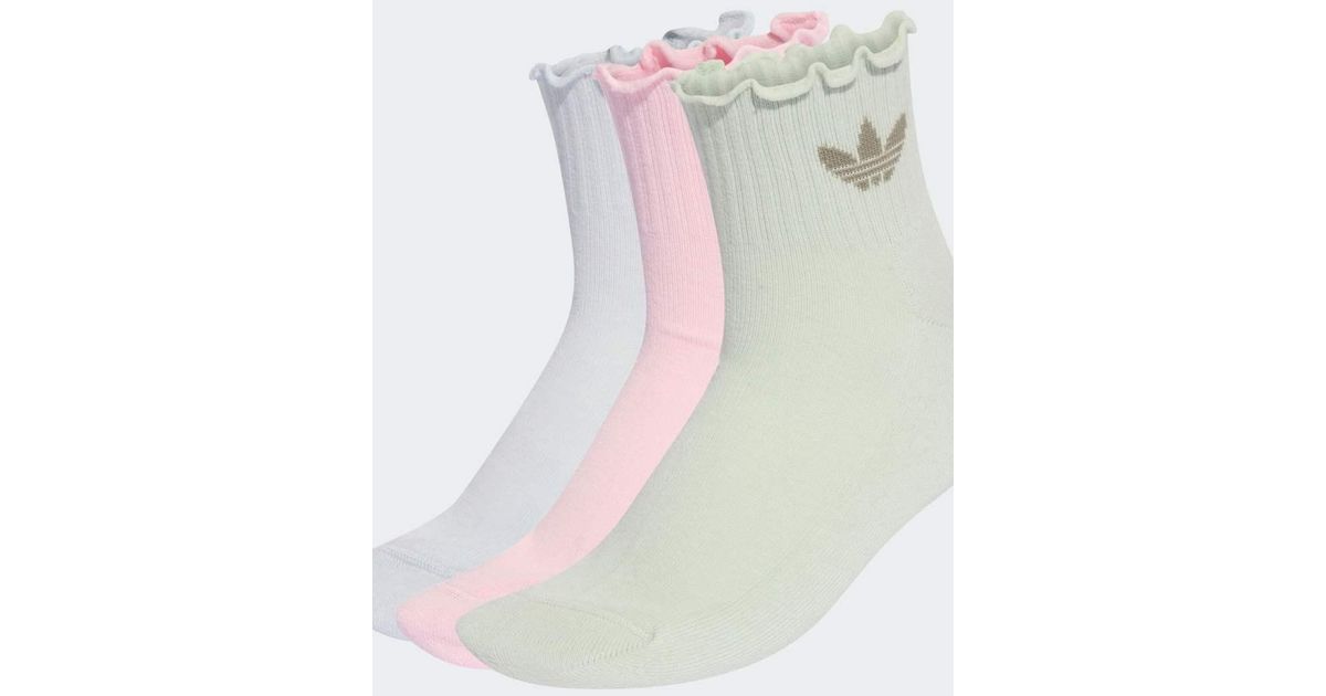 adidas Originals Ruffle Socks 3 Pairs in Pink | Lyst UK