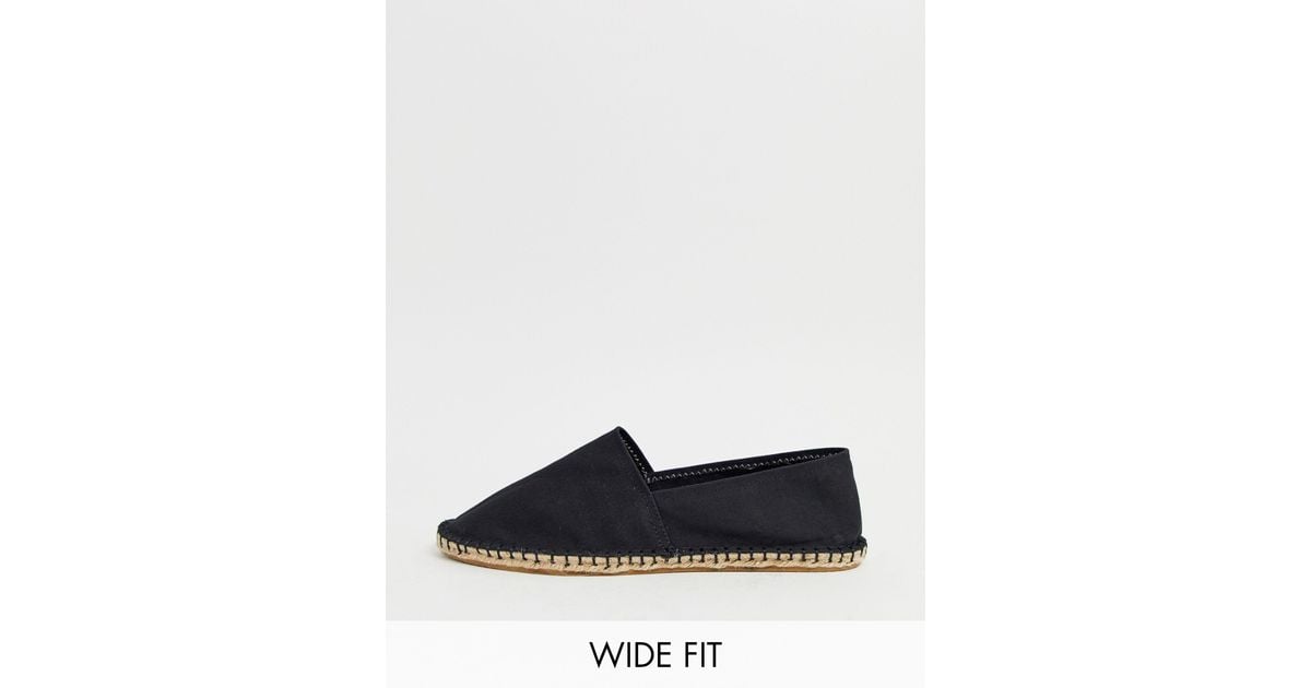 ASOS Wide Fit Espadrilles in Black for Men | Lyst