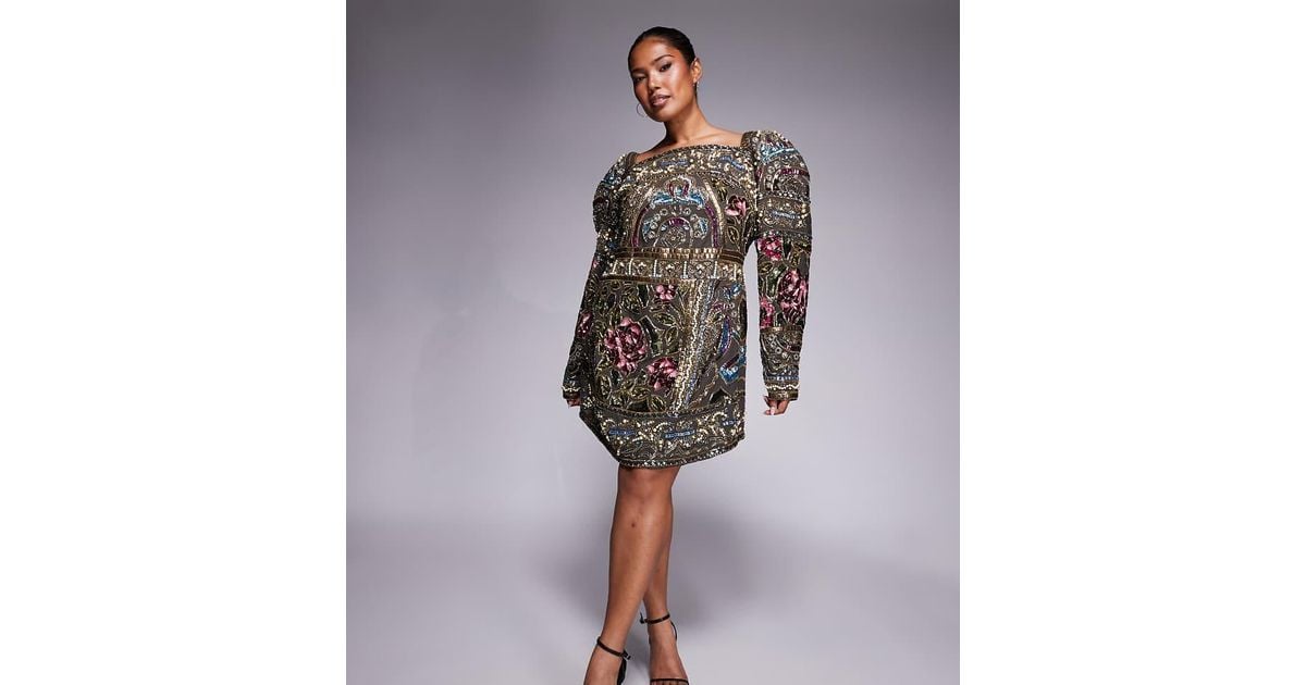 ASOS Asos Design Curve Embellished Domed Sleeve Curve High Neckline ...