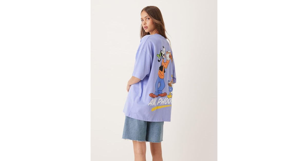 ASOS Disney Oversize T-Shirt With Goofy Print in Blue | Lyst UK