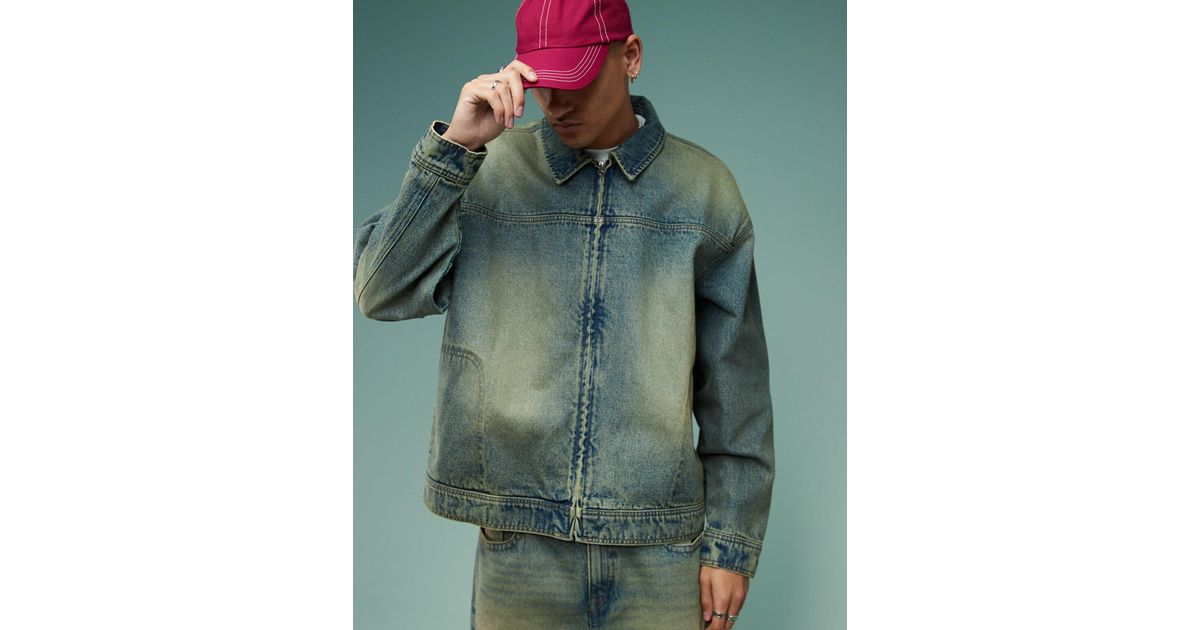 ASOS Harrington Jacket With Tint in Green for Men | Lyst
