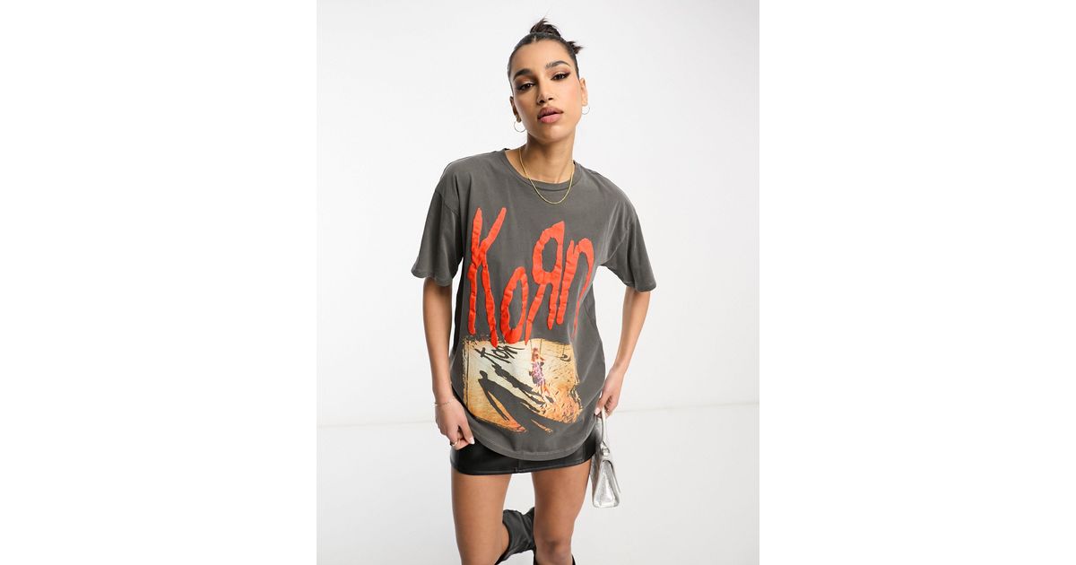 Asos Oversized T Shirt With Korn Licence Graphic In Red Lyst Canada