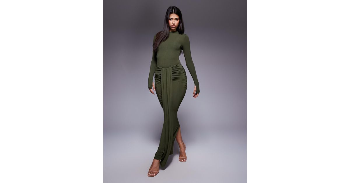 Wanderdoll Exclusive Nara Sculpting Second Skin Drape Front Maxi Skirt ...