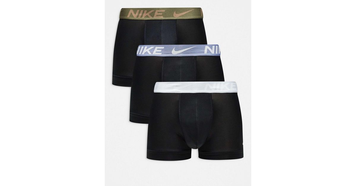 Nike Dri-fit Essential Microfibre 3 Pack Trunks in Black for Men | Lyst